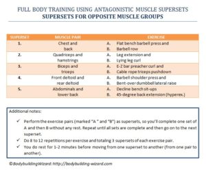 Antagonistic muscle supersets (supersets for the opposing muscle groups ...