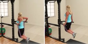 Band-assisted triceps dips • Bodybuilding Wizard